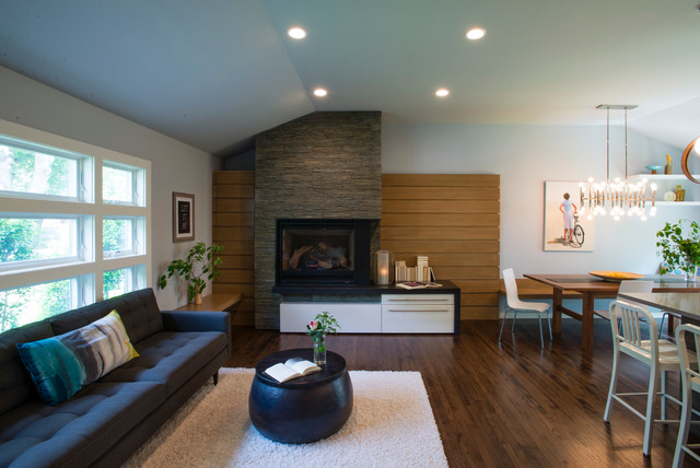 Open Floor Plan in a 1950's Split Level - Midcentury - Living Room ...