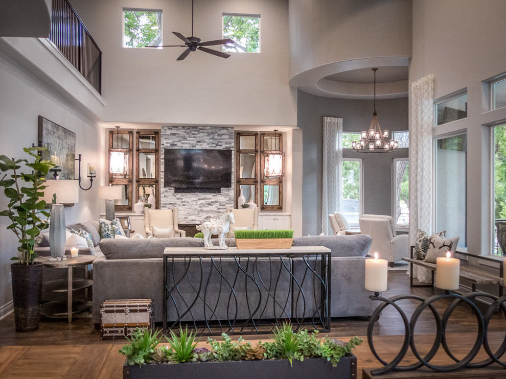 Open Floor Plan Kitchen View - Rustic - Living Room - Austin - by The ...
