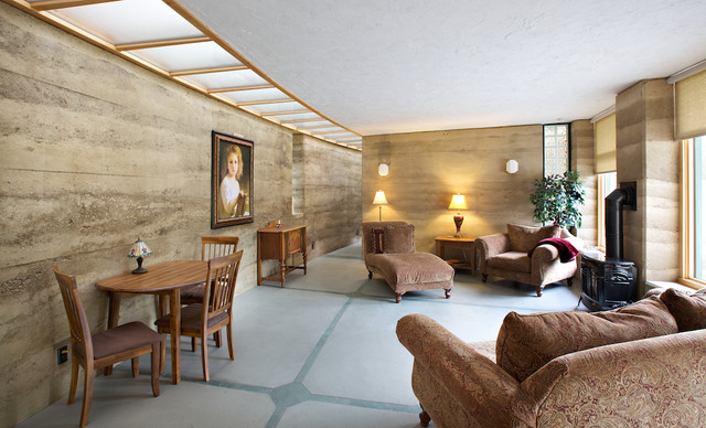 Out-of-the-box Passive Solar Rammed Earth Home - Contemporary - Living ...