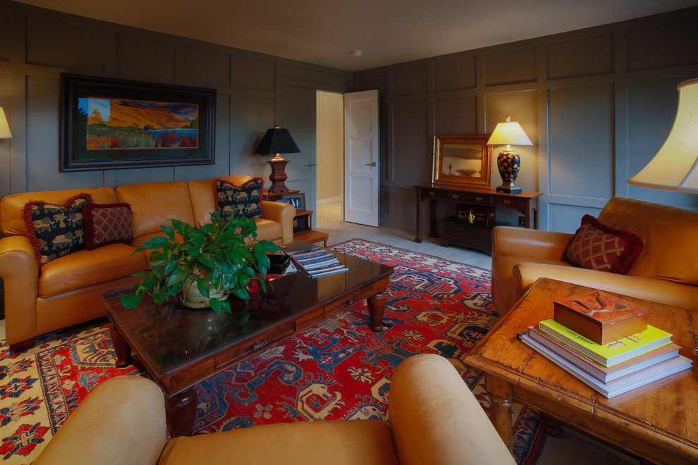 Panelled wall den - Transitional - Living Room - Portland - by Deb ...