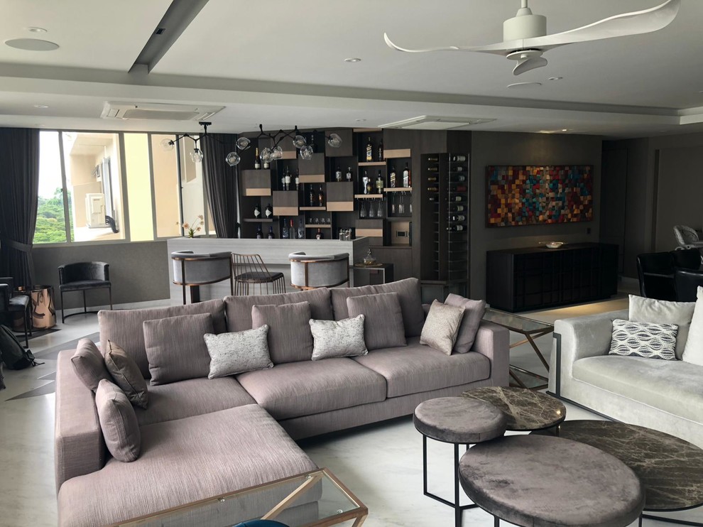 Parway Apartments Living space. with Bar - Modern - Living Room ...