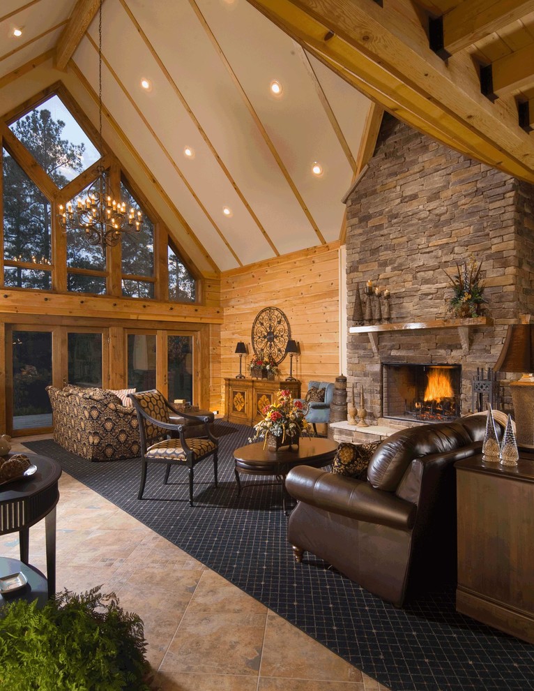 Peniciaro Home - Rustic - Living Room - Raleigh - by Appalachian Log ...