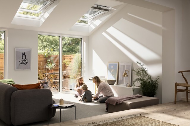Pitched Roof Windows in Home Extensions and Loft Conversions - Contemporary - Living Room ...