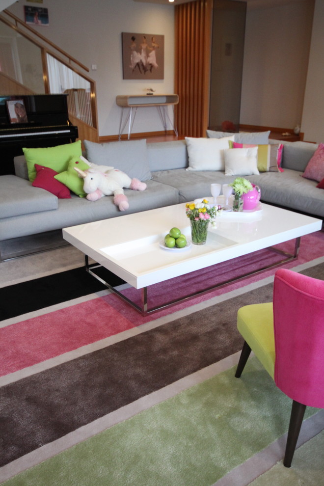 Playfull Pink Poolside Playroom - Contemporary - Living Room ...