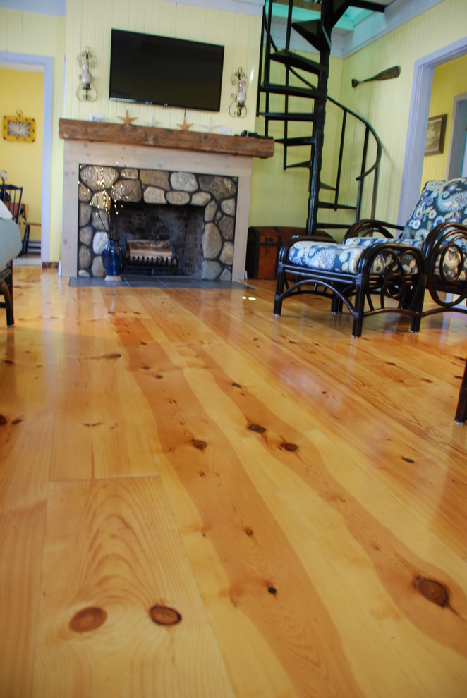 Pumpkin Pine Flooring - Beach Style - Living Room - Boston - by ...