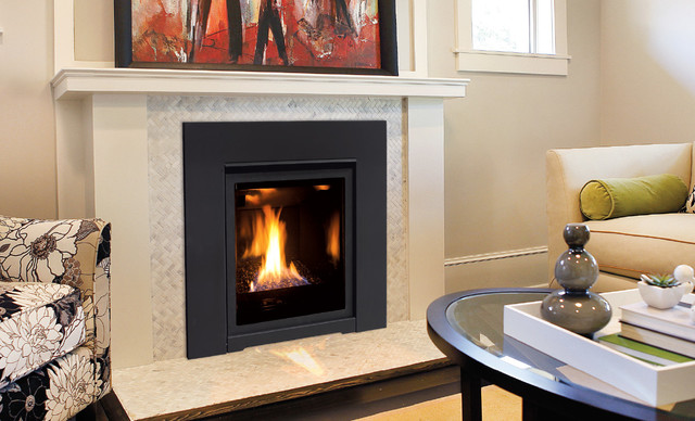 Q1 Gas Fireplace - Glass Burner, Black Enameled Liner, and Modern ...