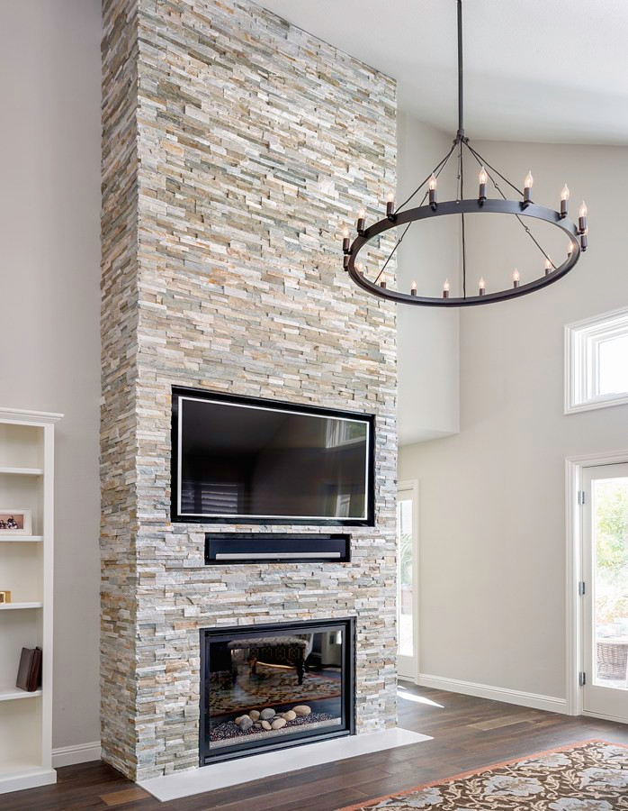 Quartzite ledger stone fireplace - Living Room - Other - by North Coast ...
