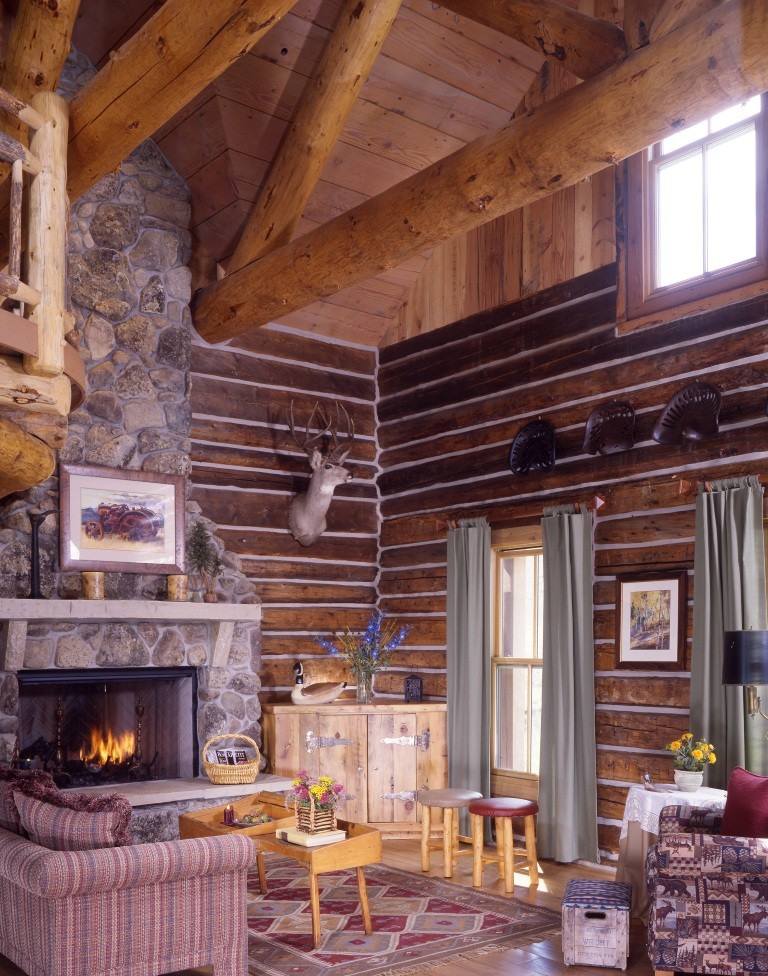 Ranch Log Cabin - Rustic - Living Room - Denver - by Copper Creek Homes ...