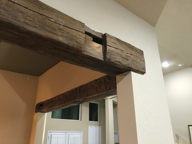 Reclaimed Barn Wood Beam Header - Rustic - Living Room - Houston - by ...