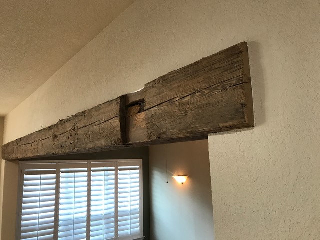 Reclaimed Barn Wood Beam Header - Rustic - Living Room - Houston - by ...