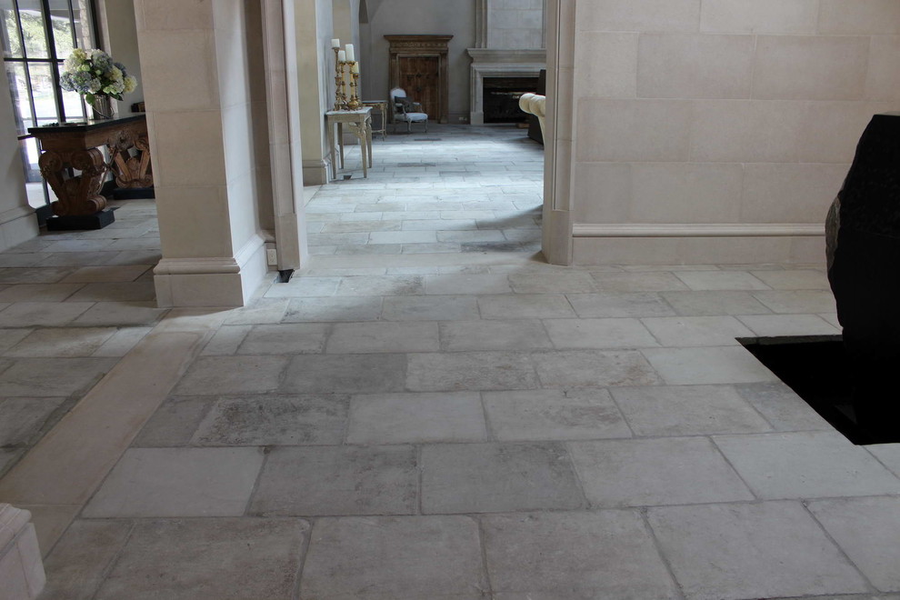 Reclaimed French Limestone Barr Gris - Mediterranean - Living Room ...