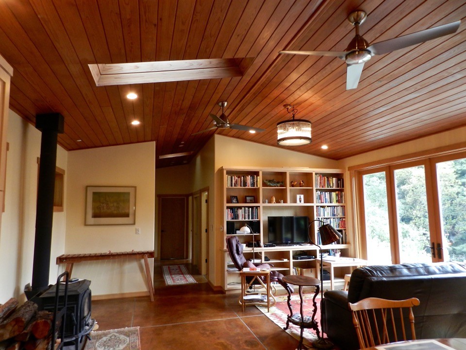 Redwood Ceiling, Stained Concrete Floor - Contemporary - Living Room ...