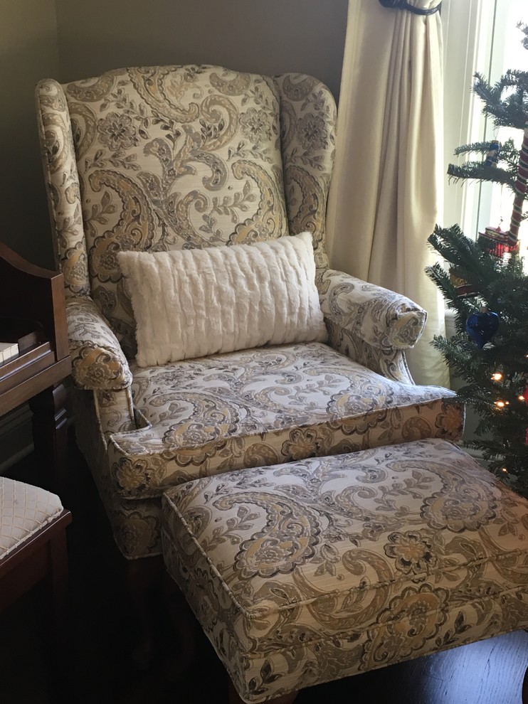 Reupholstered Wing Chair & Ottoman - Traditional - Living Room - New ...