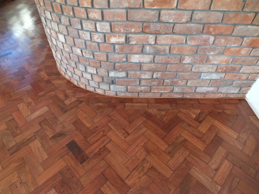 Rhodesian Teak Parquet Reclaimed Family Home - Traditional - Living ...