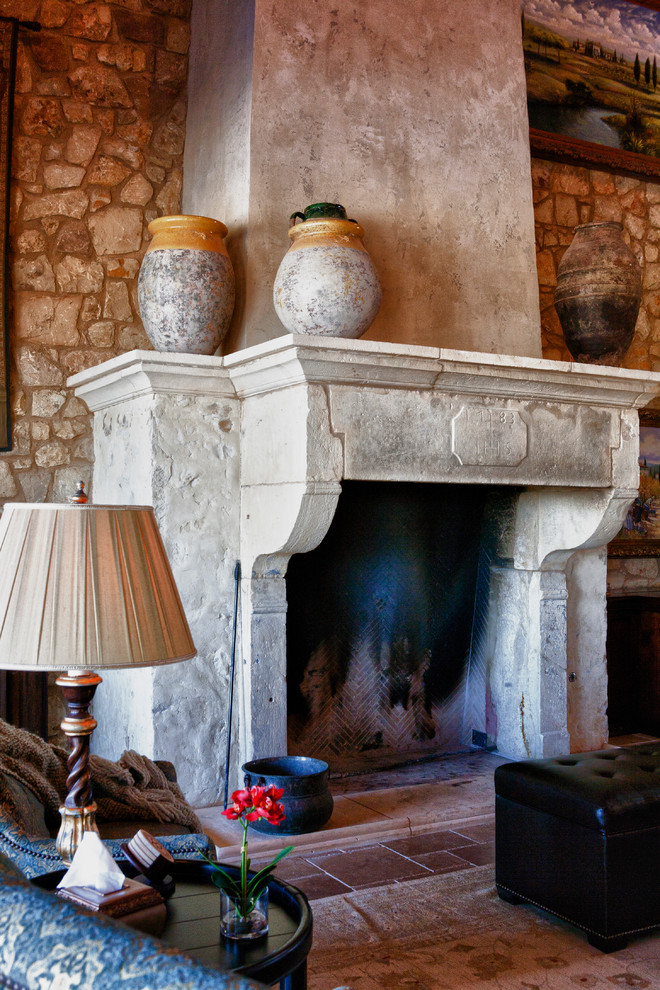 Rimstone Ranch Traditional Italian Custom Home - Living Room - Dallas ...