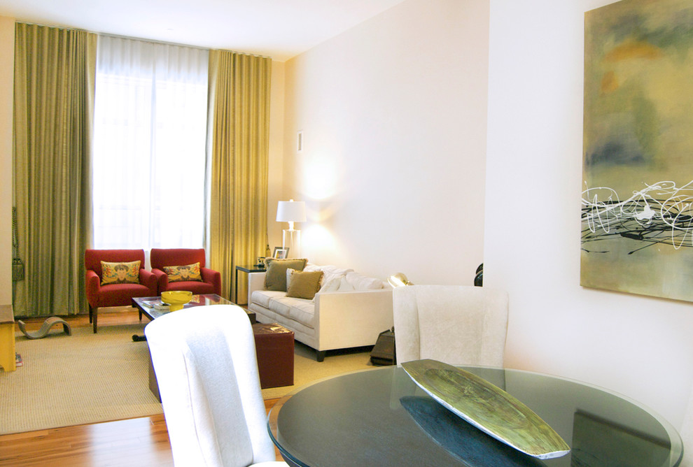 Ripplefold Drapes with Sheers - Midcentury - Living Room - Philadelphia ...