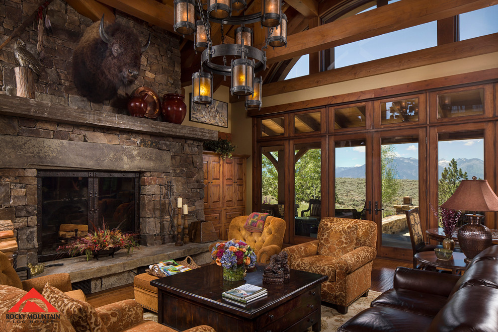 Rocky Mountain Log Homes -Timber Frame Love! - Rústico - Salón - Otras ...