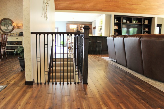 Rustic Alder Gray Stained Kitchen with White Hutch and Island ...
