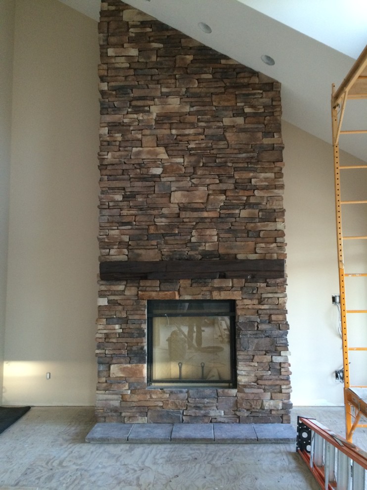 Rustic Barn Wood Mantel - Rustic - Living Room - Vancouver - by Prairie ...