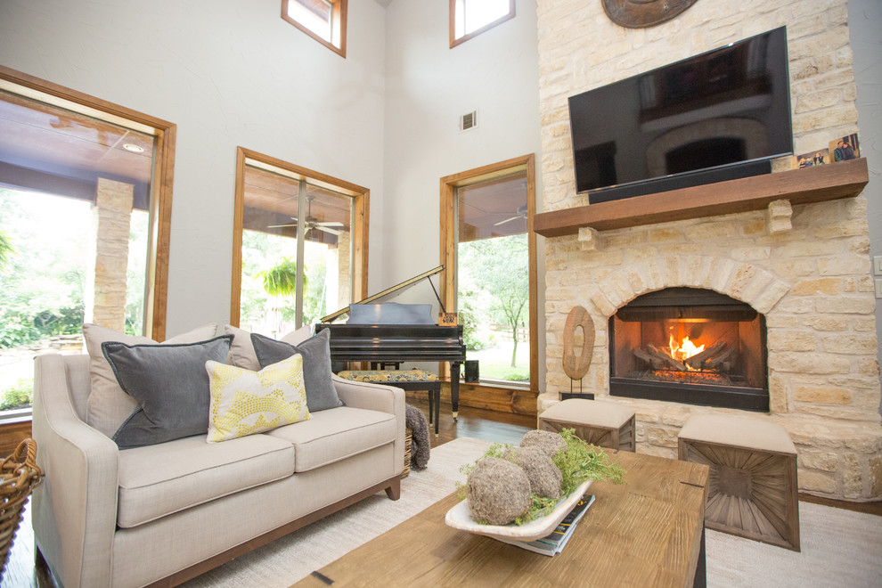 Rustic Contemporary Living Room - Rustic - Living Room - Dallas - by ...