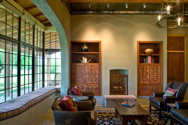 Rustic Hacienda Style Texas Ranch - American Southwest - Living Room ...