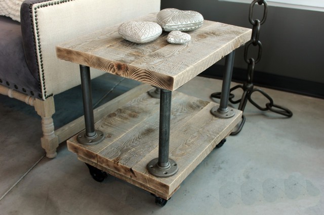 Rustic Industrial Wood & Pipe End Table - Rustic - Living Room ...