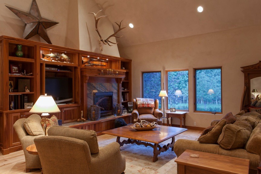 Rustic lodge home, Bellevue, Idaho - Rustic - Living Room - Boise - by ...