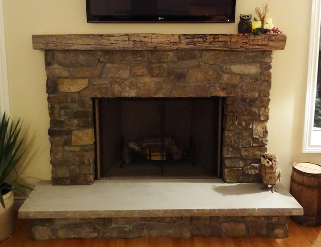 Rustic Natural Thin Stone Fireplace - Rustic - Living Room - Toronto ...