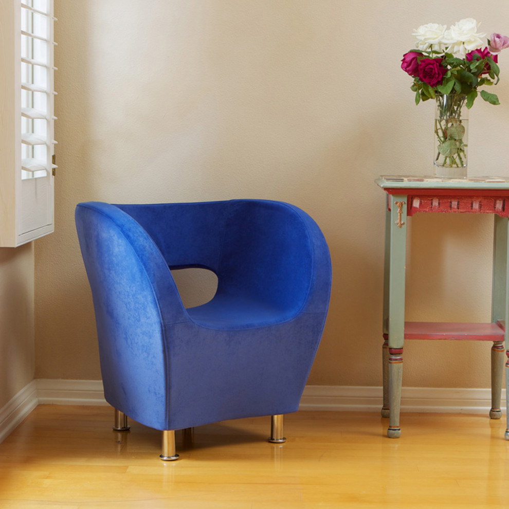 Salazar Blue Microfiber Chair - Modern - Living Room - Los Angeles - by ...