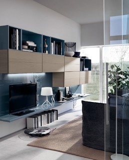 Scavolini Blue and Wood Living Space - Modern - Living Room - Montreal ...