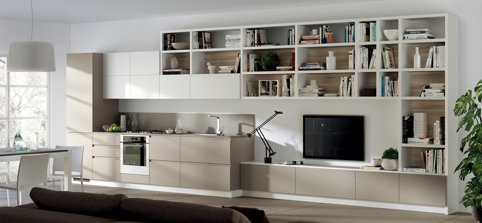 Scavolini Modern Kitchen and Living Room - Modern - Living Room ...