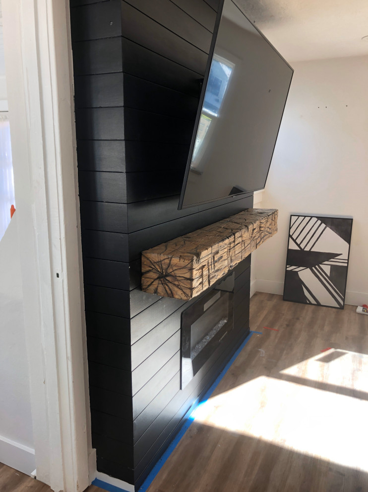 Side view fireplace and mantle - Farmhouse - Living Room - by Amcor ...