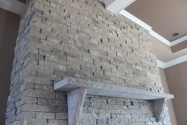 Silver Cloud Custom Ledgestone Natural Thin Stone Veneer Fireplace ...