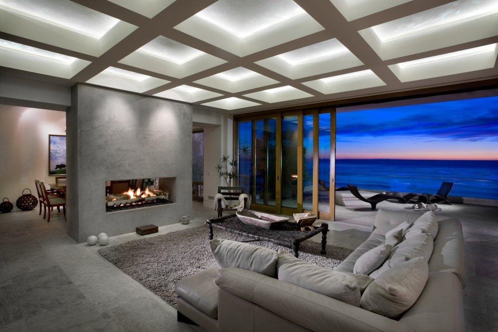 Silver Mettalic Plaster Ceiling Concrete Fireplace - Contemporáneo ...