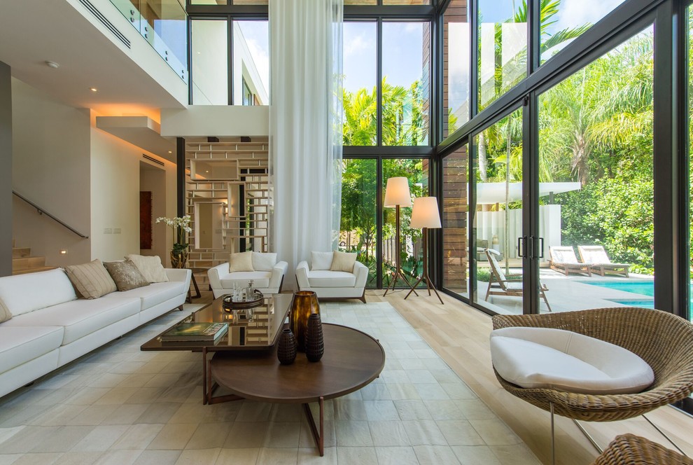 Sitting Room Sliding Glass Doors - Contemporary - Living Room - Miami ...