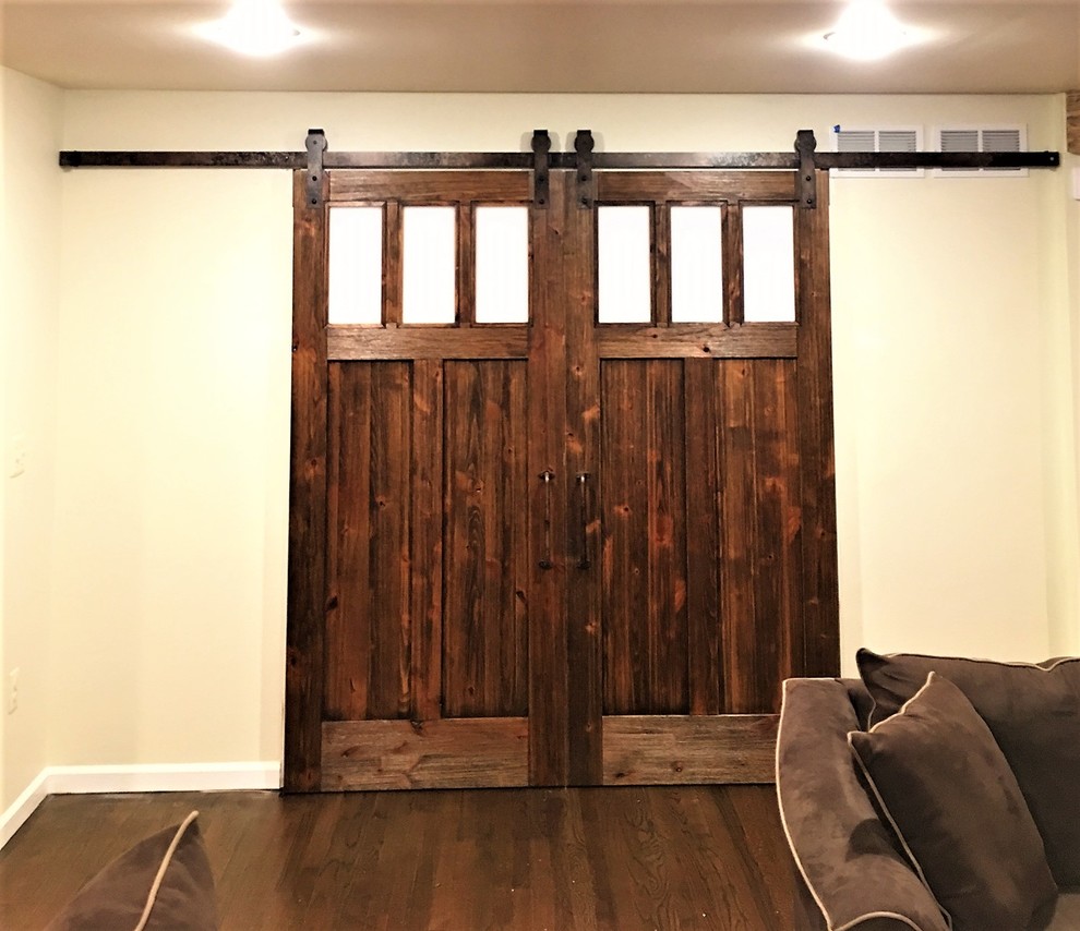 Sliding Barn Door Shutters - Rustic - Living Room - Newark - by ...