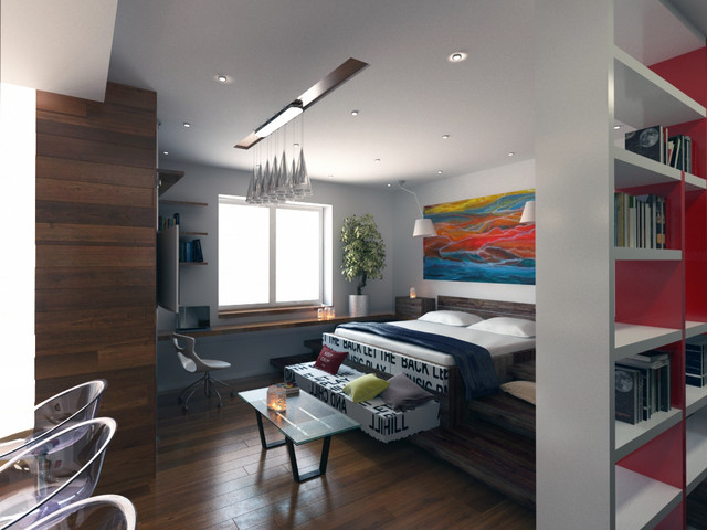 Small apartment (studio) interior design - Modern - Living Room ...