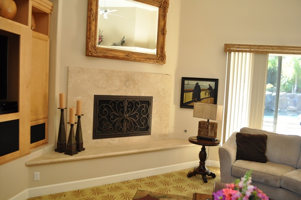 Smooth Stone Fireplace - Traditional - Living Room - San Diego - by AMS ...