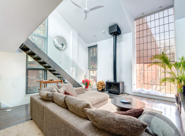 Motorized Light Filtering Shades in Living Room - Contemporary - Living ...