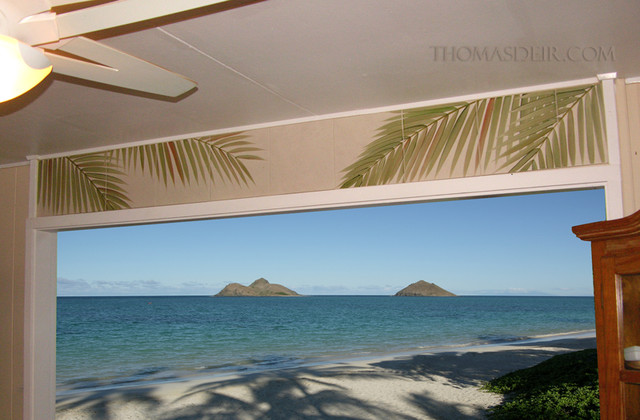 Soffit Frond Tile Mural Art KailuA - Tropical - Living Room - Hawaii ...