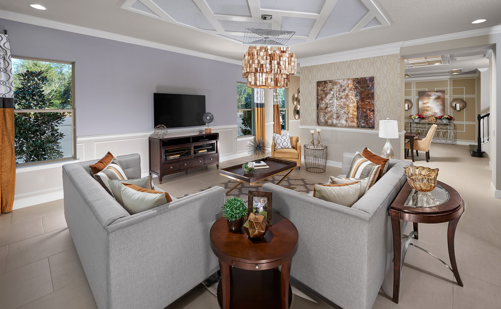 Soothing Yellow and Gray Hues - Salon - Orlando - par Intermark Design ...