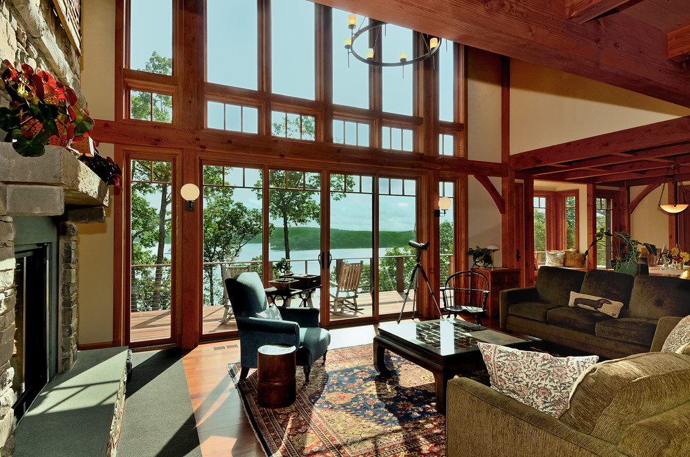 Split Rock Home - Traditional - Living Room - Burlington - by Timberpeg ...