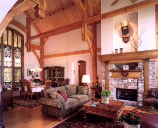 Stained Glass Window with Timber Frame - Eclectic - Living Room - Other ...