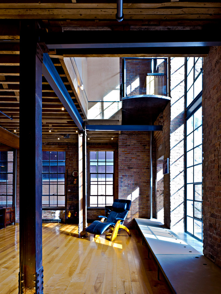 Steel and Glass Timber Loft - Industrial - Living Room - Chicago - by ...