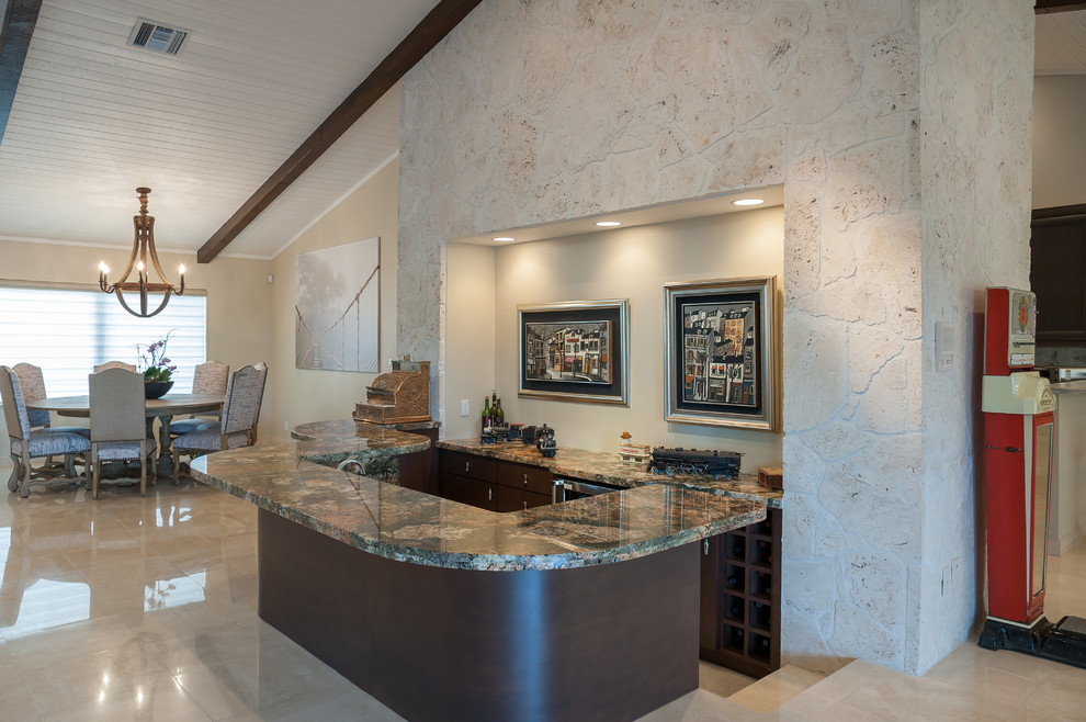 Step down Bar/Fireplace Conversion - Transitional - Living Room - Miami ...