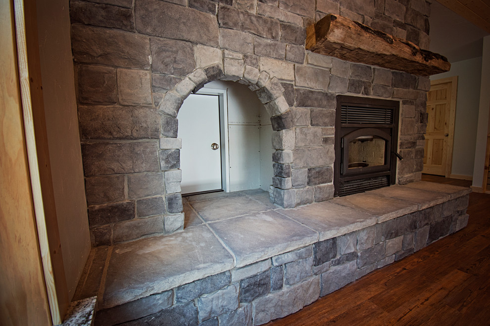 Stone Fireplace with Rustic Mantle - Rustic - Living Room - Other - by ...
