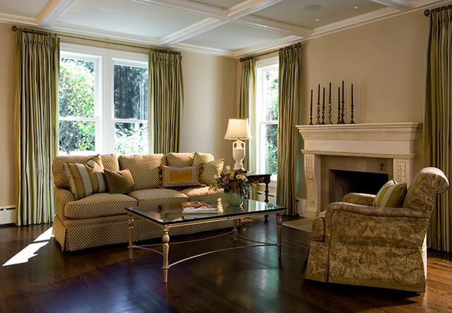 Striped Drapery Panels - Traditional - Living Room - Chicago - by ...