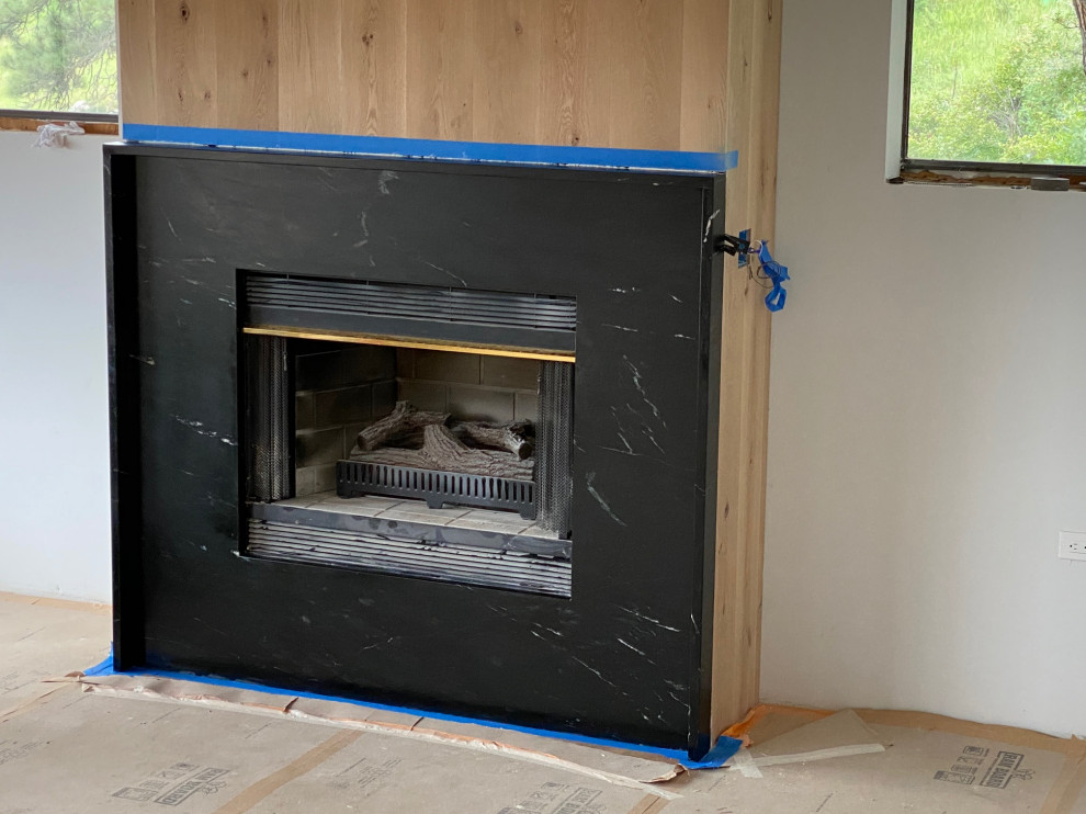 Stunning Noire Kitchen and custom Fireplace surround - Living Room ...