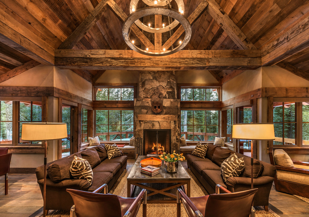 Tahoe Trailside Ski Cabin - Rustic - Living Room - San Francisco - by ...