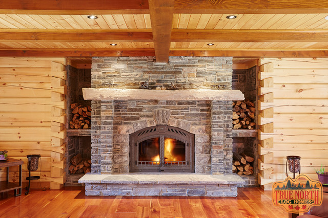 The Sprucedale Residence - Custom Log Home - Fireplace - Rustic ...